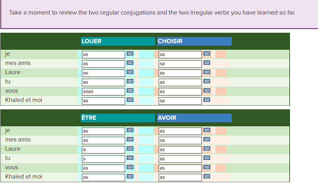Take a moment to review the two regular conjugations | Chegg.com