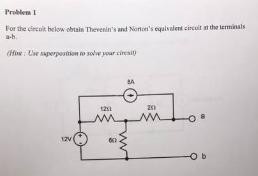 Solved For the circuit below obtain Thevenin's and Norton's | Chegg.com