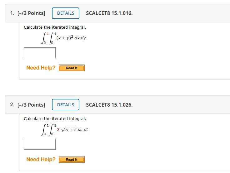 Solved 1. [-13 Points) DETAILS SCALCET8 15.1.016. Calculate | Chegg.com