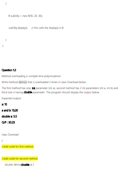 Solved In the following in class B extends A add missing | Chegg.com