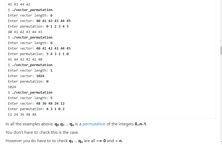 Solved Write a program vector_permutation.c that: • reads a | Chegg.com