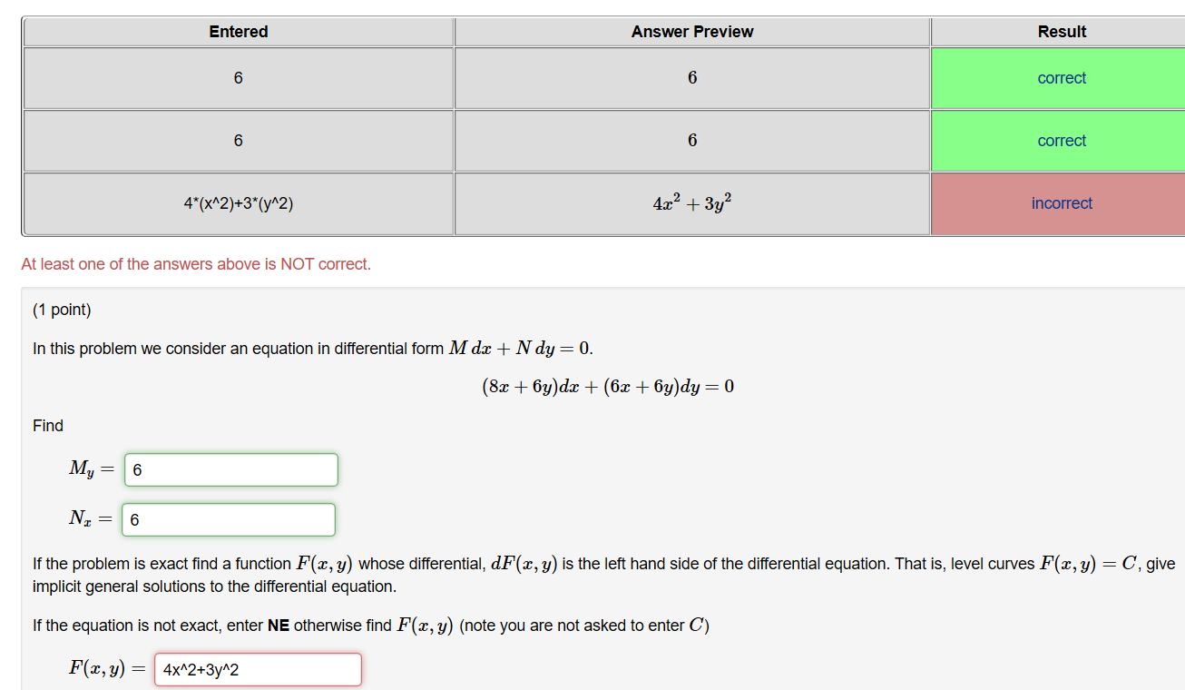 Solved Entered Answer Preview Result correct correct | Chegg.com