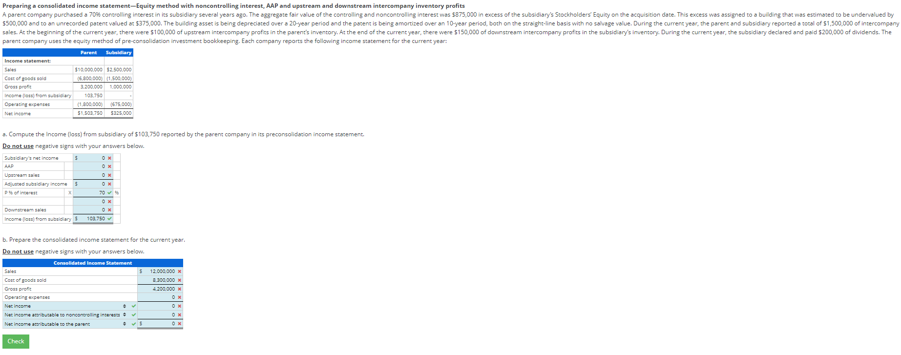 Solved Preparing a consolidated income statement-Equity | Chegg.com