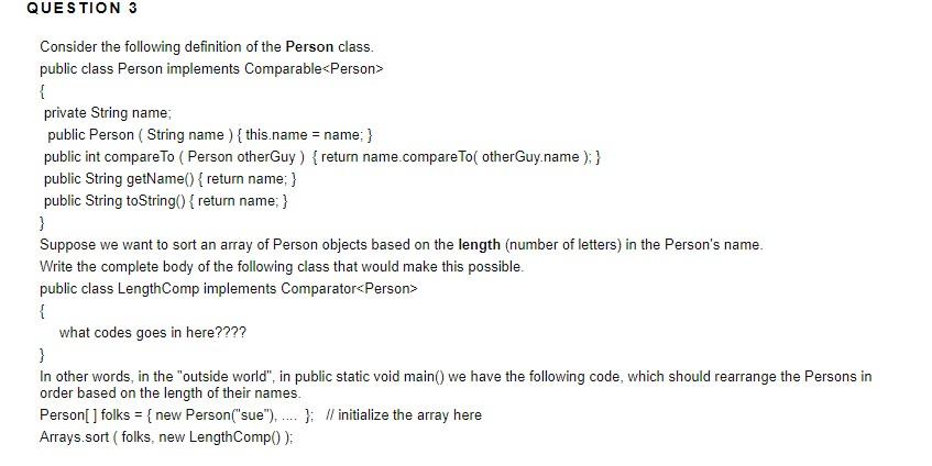 Solved QUESTION 3 Consider the following definition of the | Chegg.com