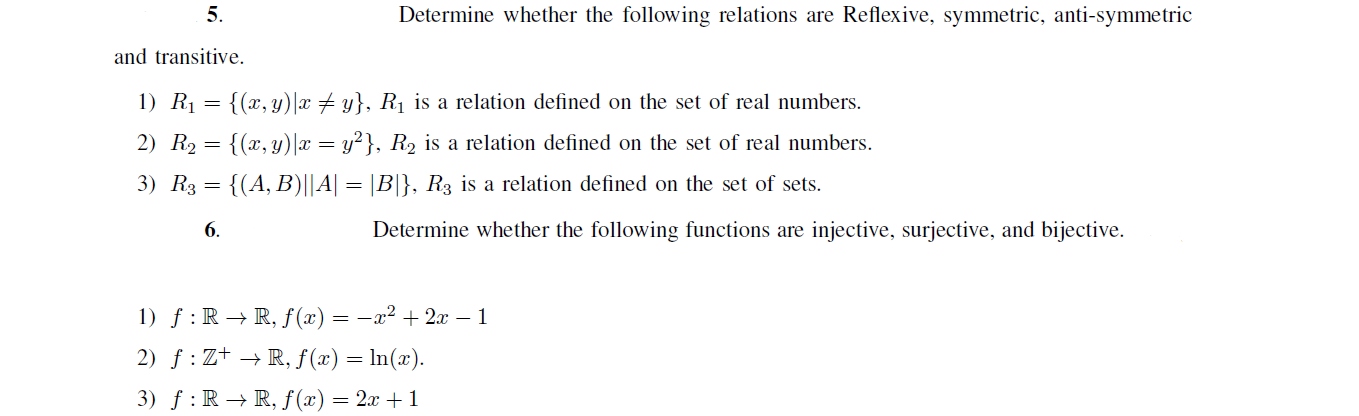 Solved Determine whether the following relations are | Chegg.com