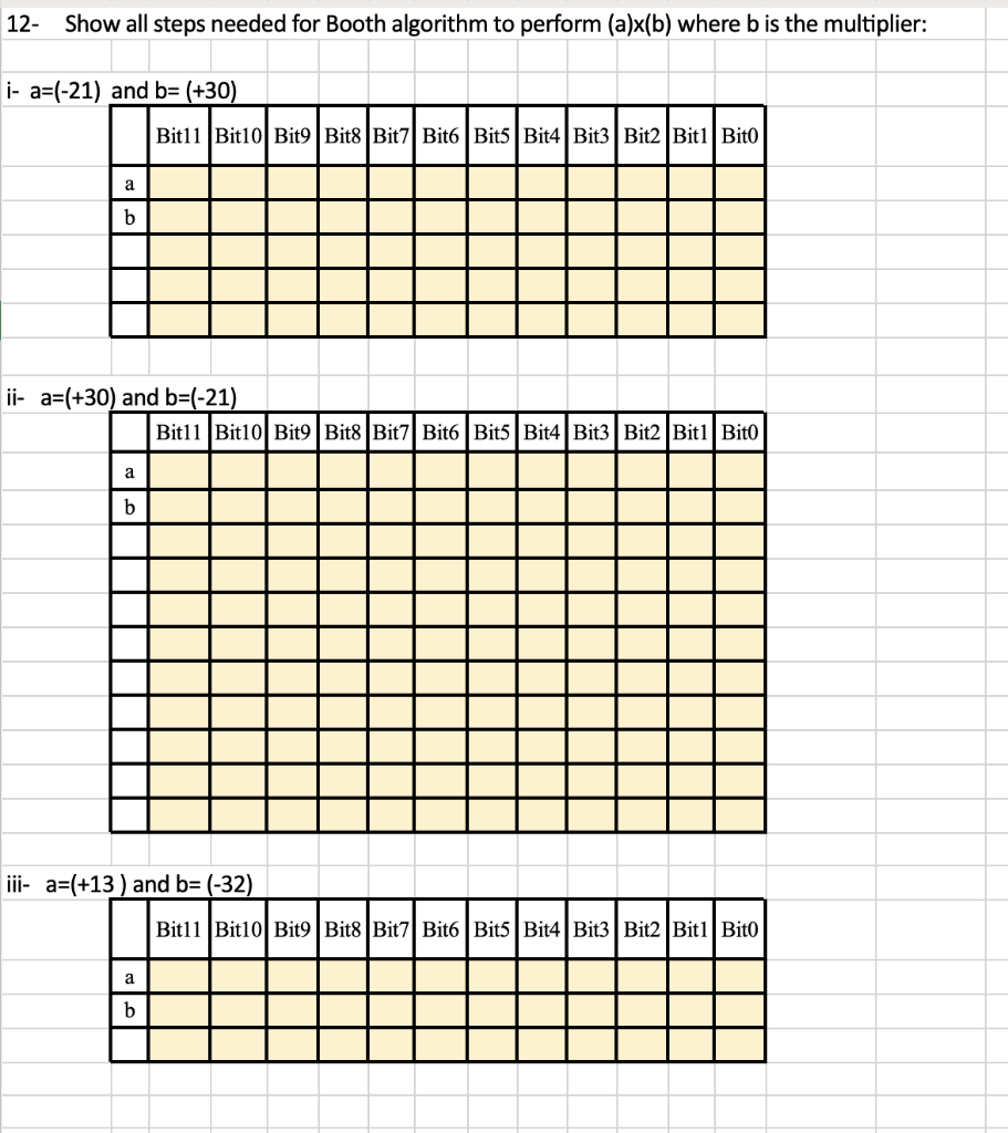 Solved 12- Show all steps needed for Booth algorithm to | Chegg.com
