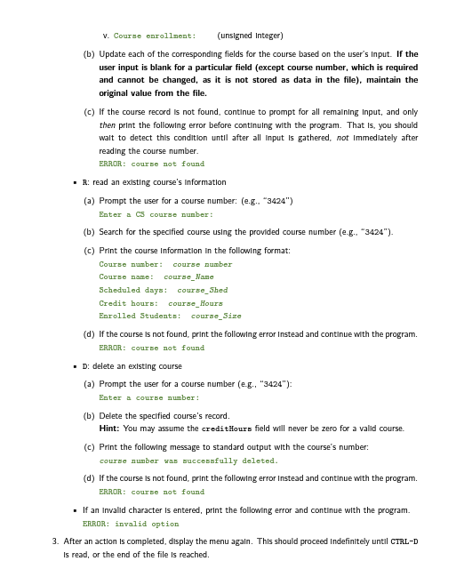 Solved For this assignment, you will use C's I/O functions | Chegg.com