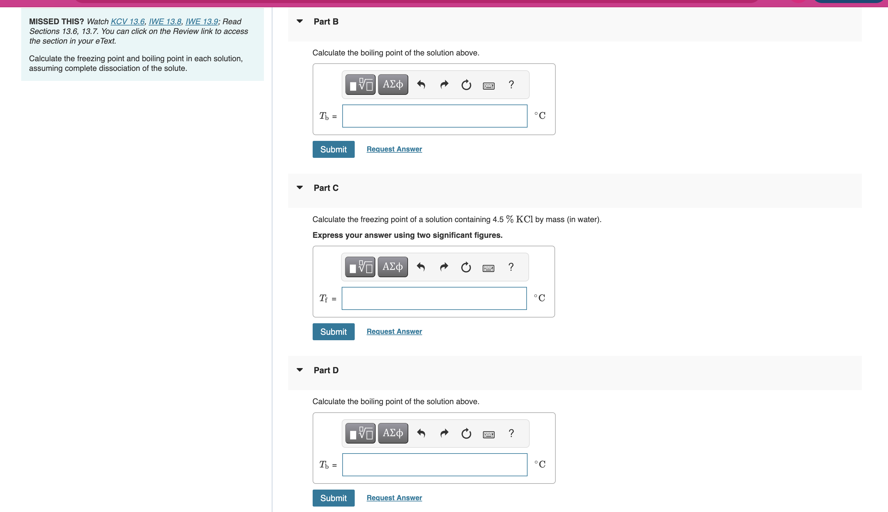 Calculate the boiling point of the solution above . | Chegg.com