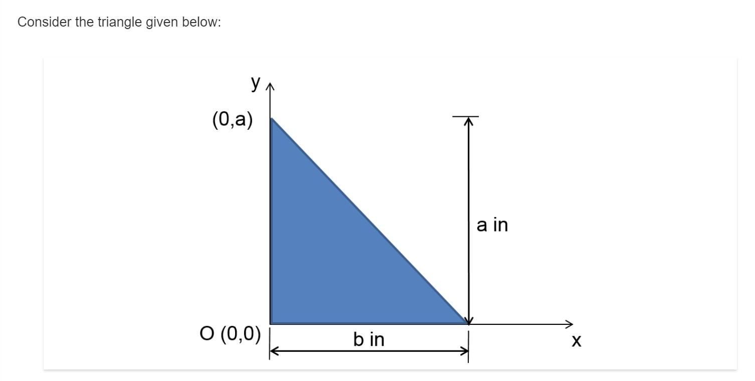 Solved Consider the triangle given below: у (0,a) a in O | Chegg.com