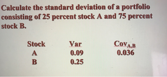 Solved Calculate the standard deviation of a portfolio | Chegg.com