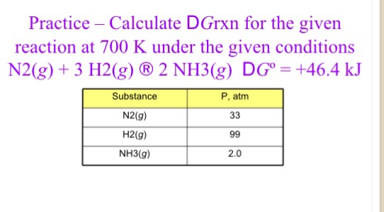 Solved Practice - Calculate DGrxn for the given reaction at | Chegg.com