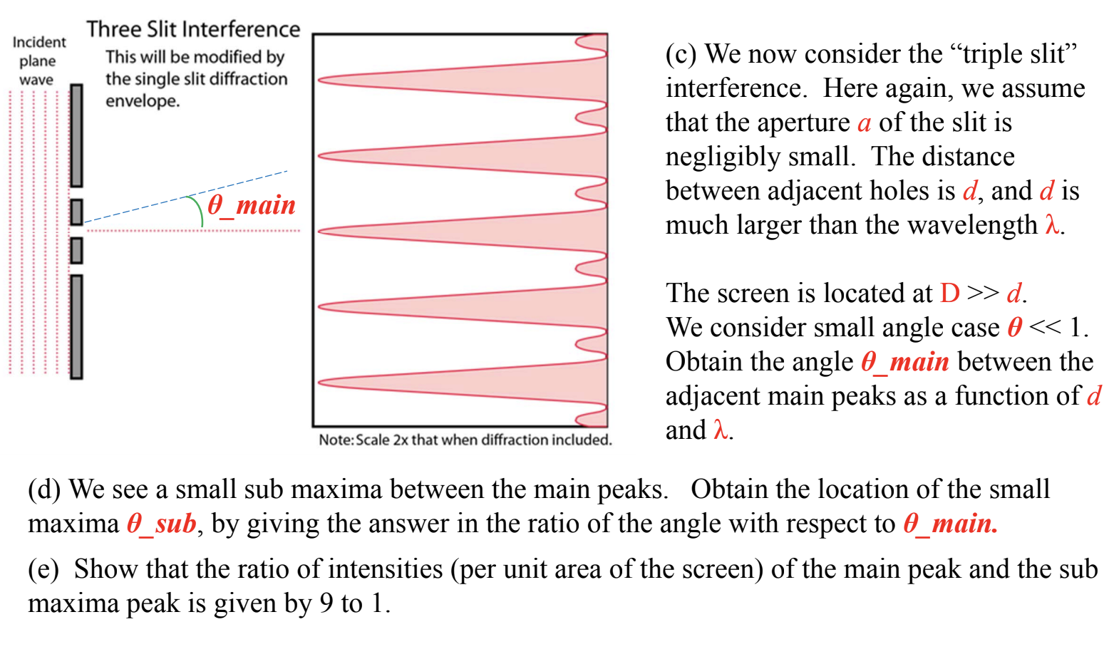 Problem 4: Double and triple slit interference Total | Chegg.com