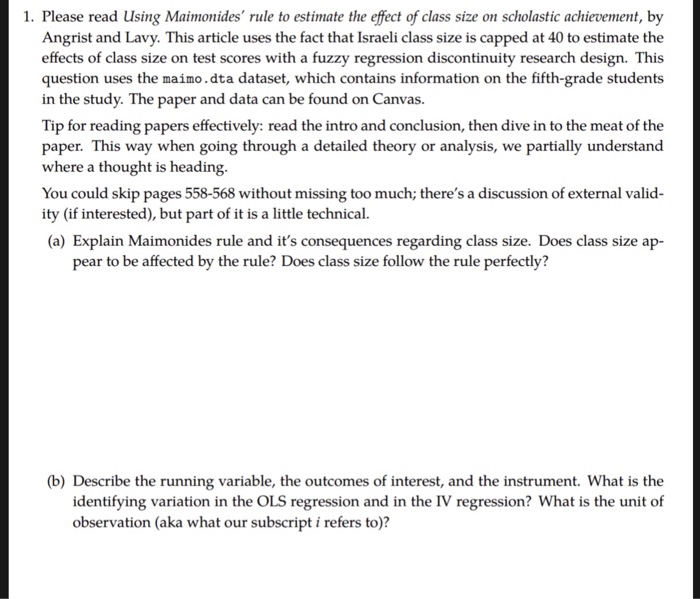 1. Please read Using Maimonides rule to estimate the | Chegg.com
