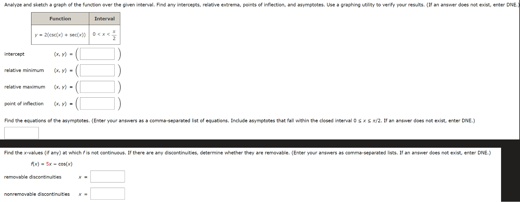 Solved f(x)=5x-cos(x)removable discontinuities | Chegg.com