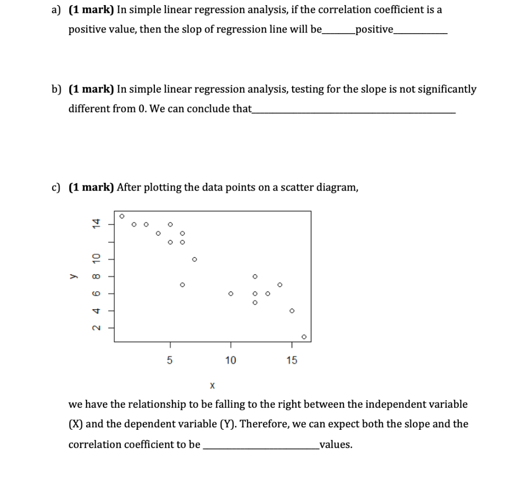 Solved a) (1 mark) In simple linear regression analysis, if | Chegg.com