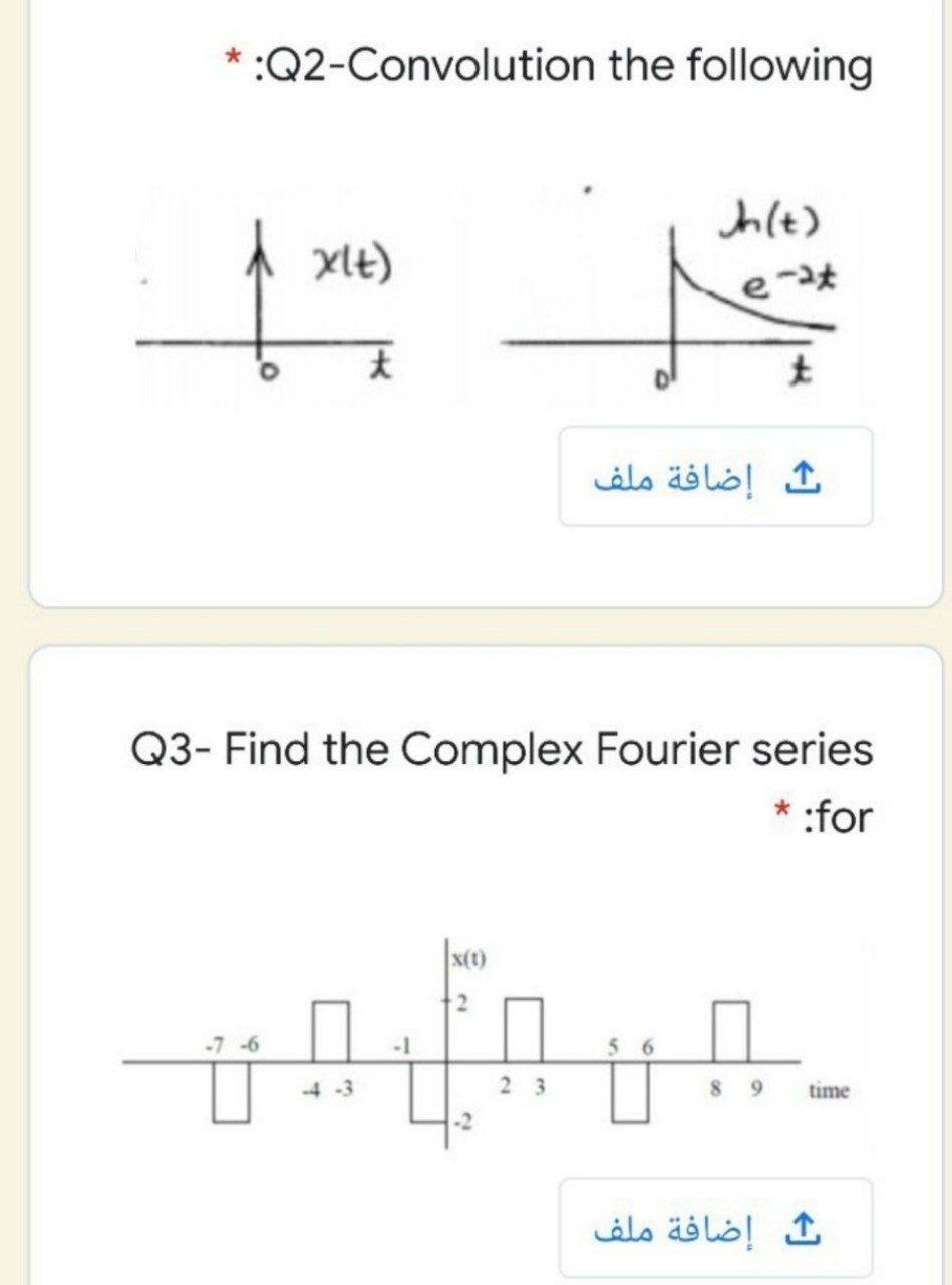Solved *:Q2-Convolution the following h(t) A xlt) e-at + t f | Chegg.com