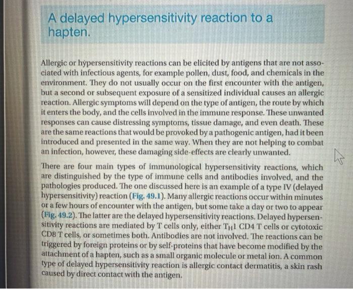 Solved A delayed hypersensitivity reaction to a hapten. | Chegg.com
