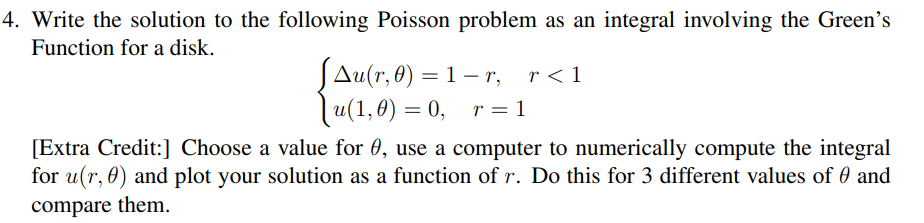 = 4. Write the solution to the following Poisson | Chegg.com