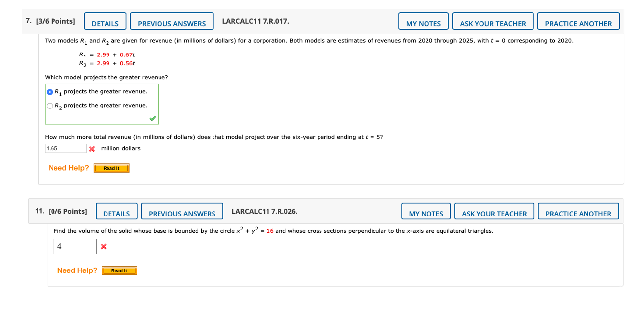 Solved 7. [3/6 Points] DETAILS PREVIOUS ANSWERS LARCALC11 | Chegg.com