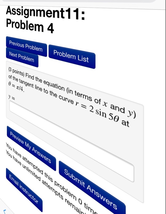 Solved Assignment11 Problem 4 Previous Problemproblem List 5542
