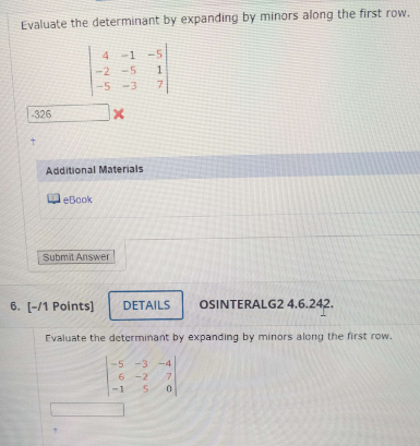 Solved Evaluate the determinant by expanding by minors along | Chegg.com