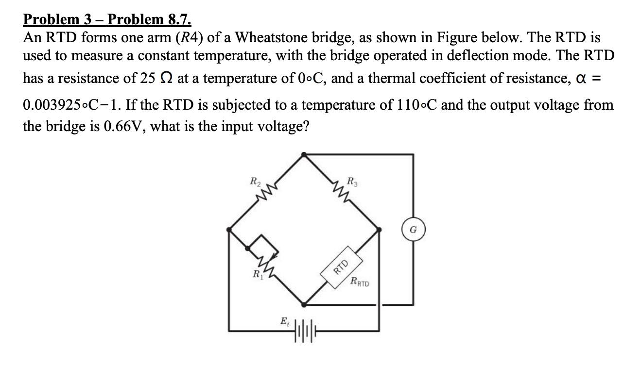Solved Problem 3 - Problem 8.7. An RTD forms one arm (R4) of | Chegg.com