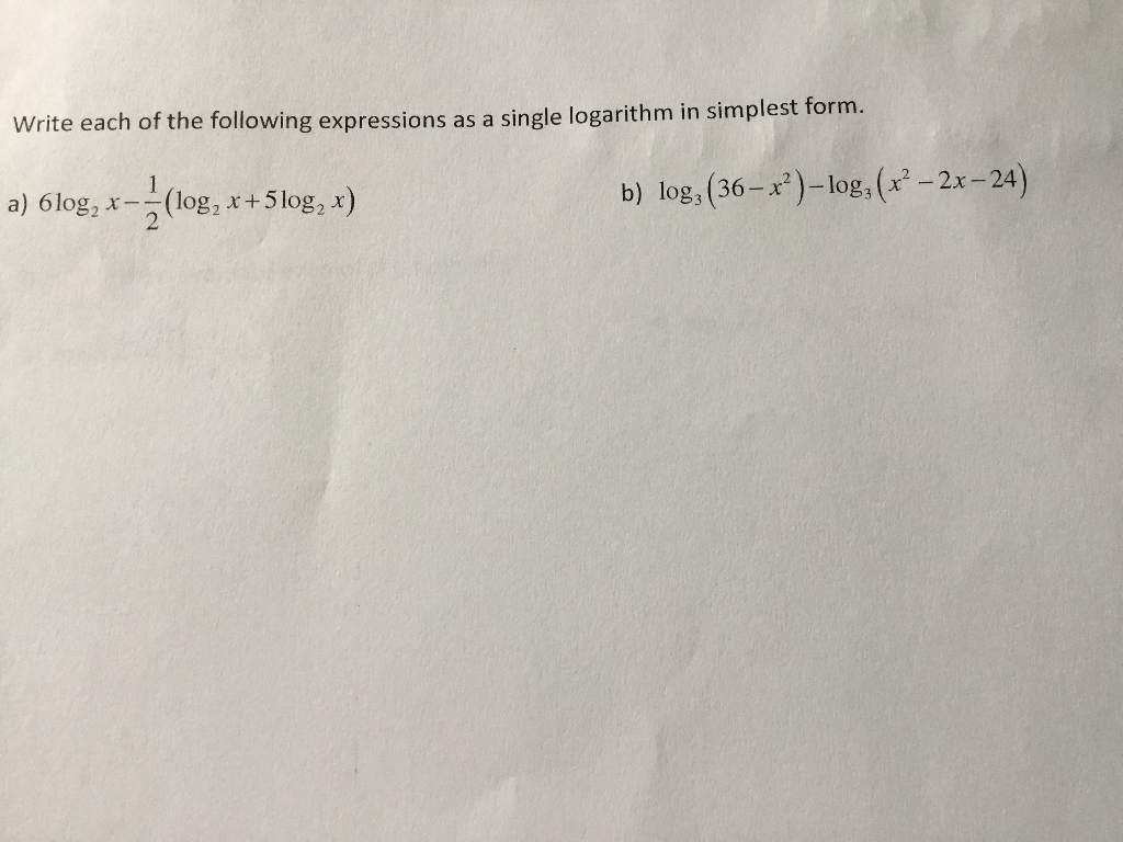 Solved Write each of the following expressions as a single | Chegg.com