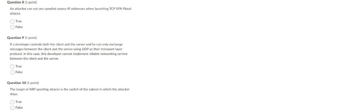 Solved An attacker can not use spoofed source IP addresses | Chegg.com
