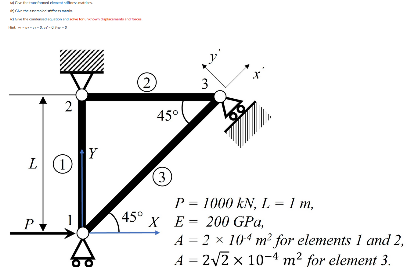(a) Give the transformed element stiffness matrices. | Chegg.com