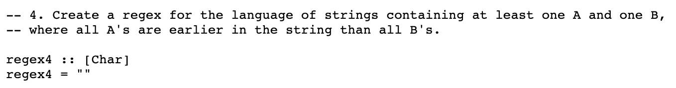 Solved -- 4. Create a regex for the language of strings | Chegg.com