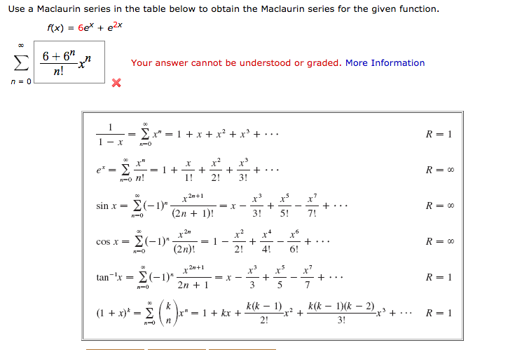Solved Use a Maclaurin series in the table below to obtain | Chegg.com