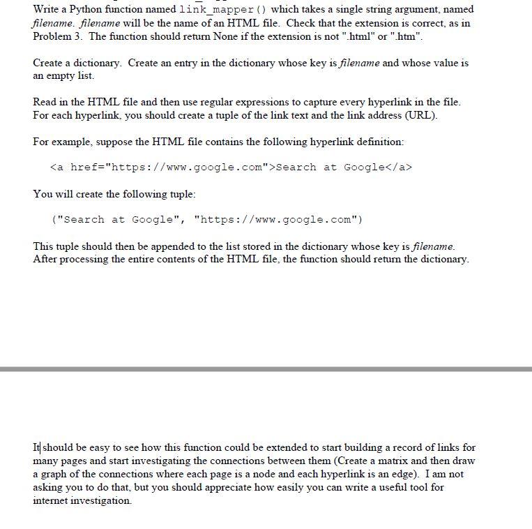 Solved Write a Python function named link_mapper() which | Chegg.com