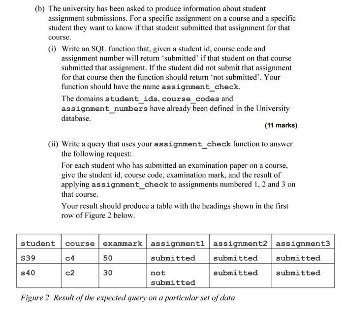 Solved (b) The university has been asked to produce | Chegg.com