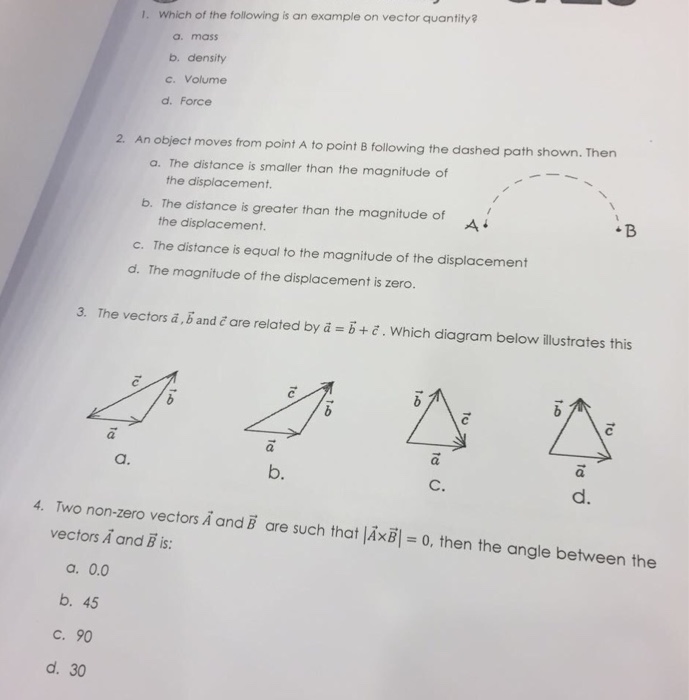 Solved Which of the following is an example on vector | Chegg.com