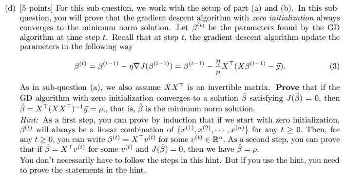 (d) [5 points] For this sub-question, we work with | Chegg.com