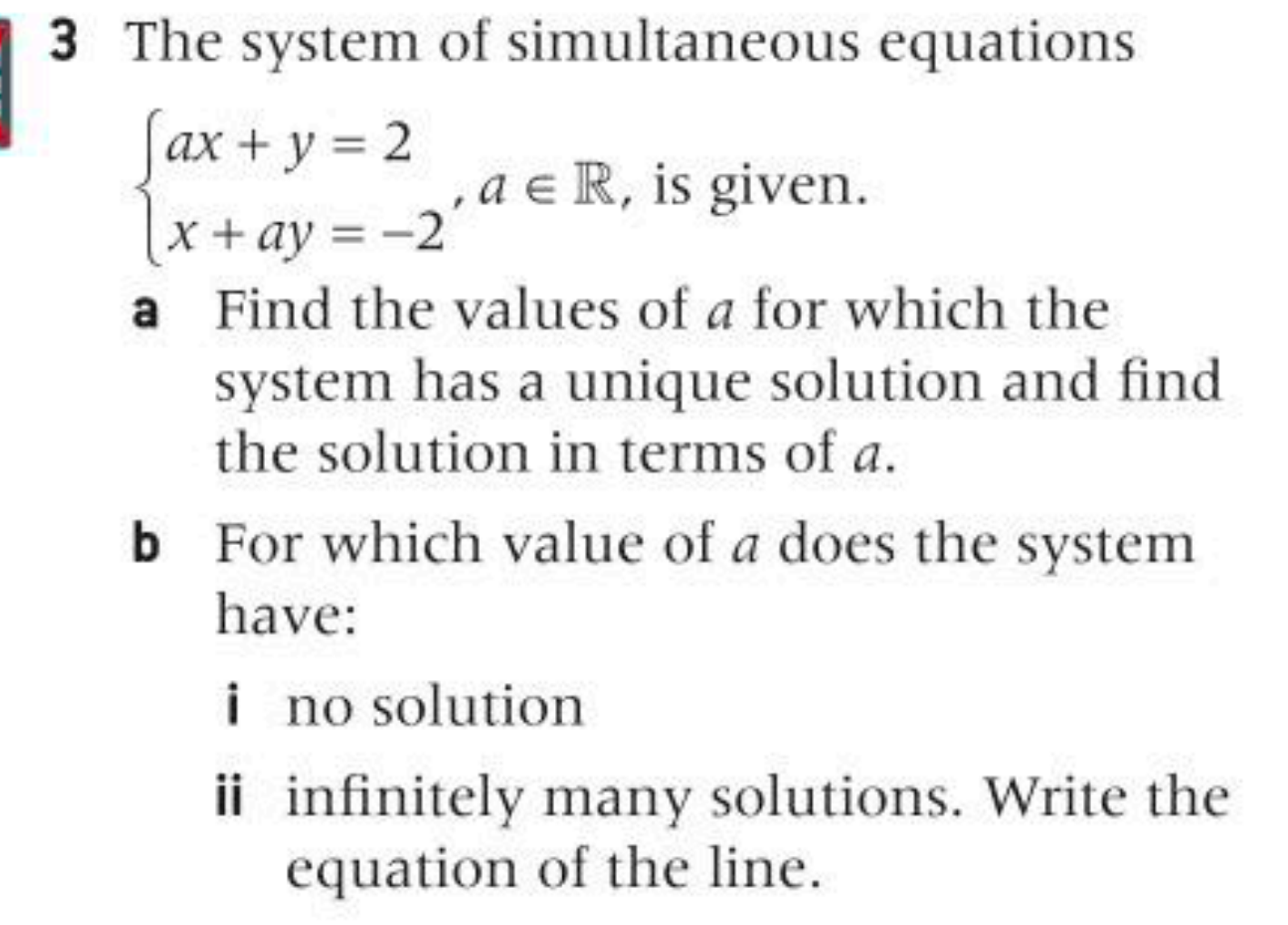 Solved 3 The system of simultaneous equations fax + y = 2 (x | Chegg.com