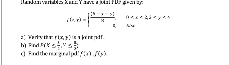 Solved Random variables x ﻿and Y ﻿have a joint PDF ﻿given | Chegg.com