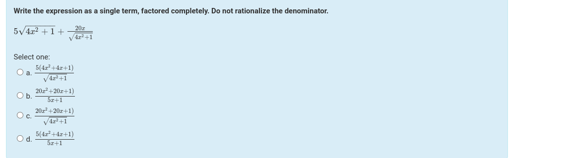 Solved Write the expression as a single term, factored | Chegg.com