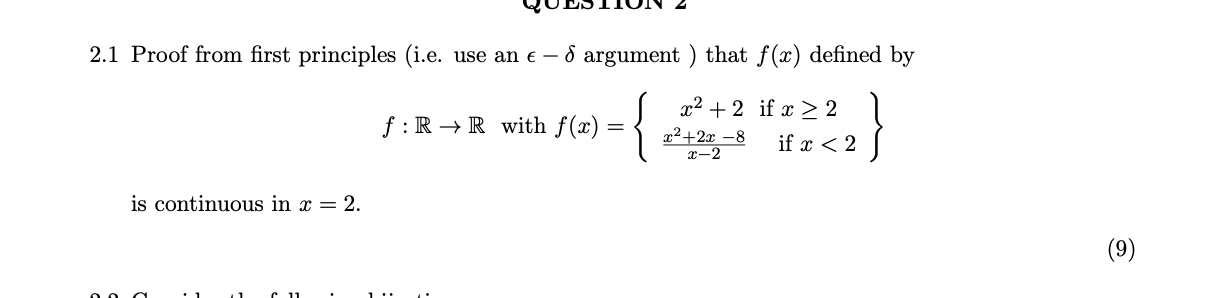Solved 2.1 Proof from first principles (i.e. use an ϵ−δ | Chegg.com