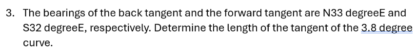 Solved by an EXPERT The bearings of the back tangent and the forward ...