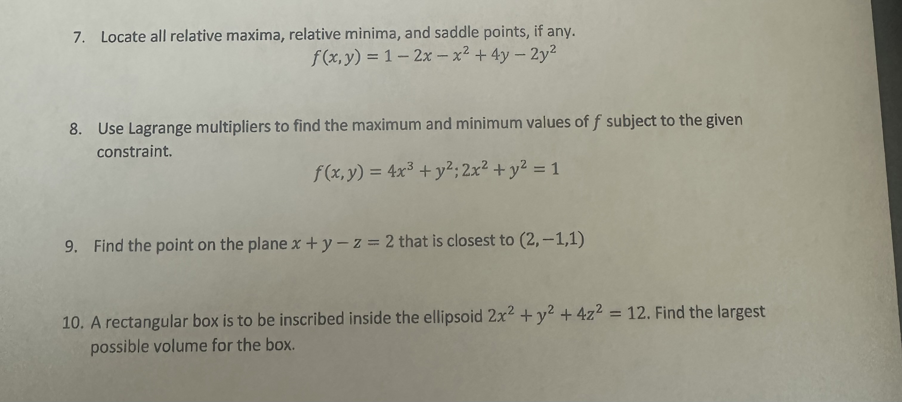 Solved 7. Locate all relative maxima, relative minima, and | Chegg.com