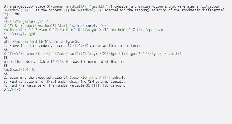 Solved $$ On a probability space $(\Omega, \mathcal(A), | Chegg.com