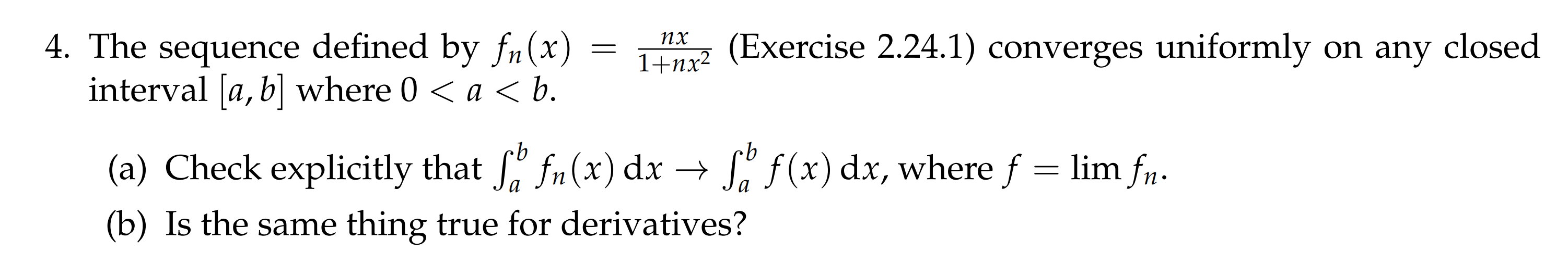 Solved = пх 1+nx2 4. The sequence defined by fn(x) (Exercise | Chegg.com
