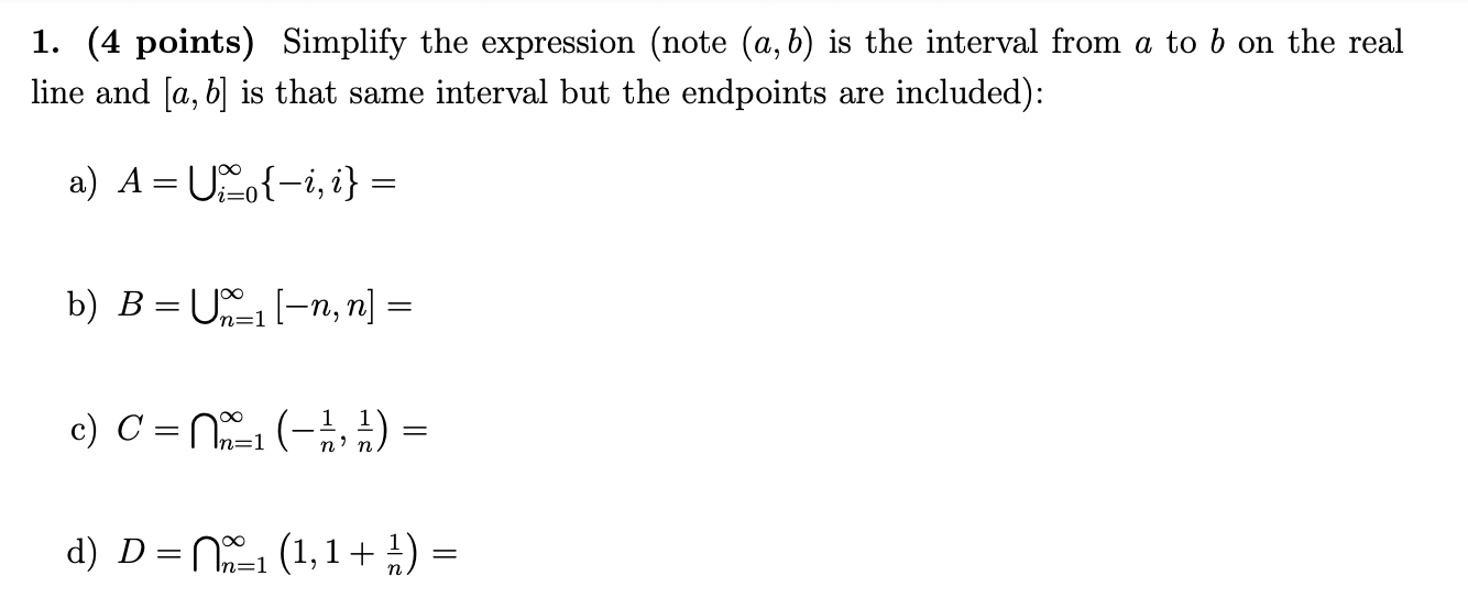 Solved 1. (4 points) Simplify the expression (note (a,b) is | Chegg.com