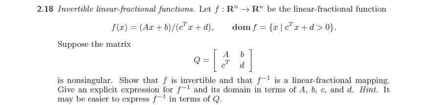 Solved 2 18 Invertible Linear Fractional Functions Let F R