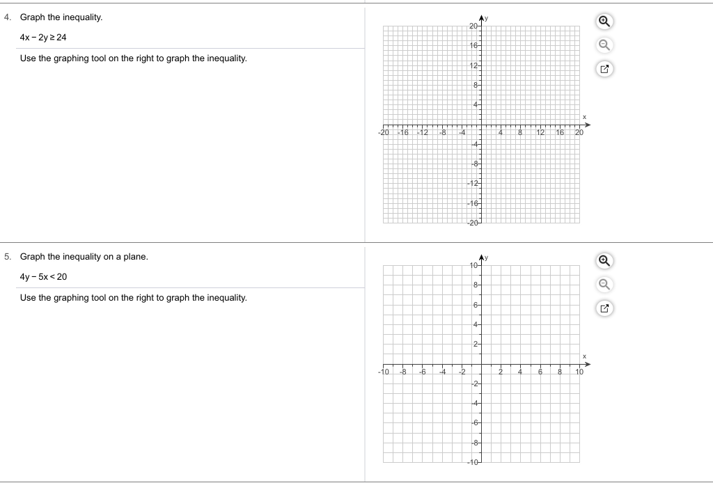 Solved 4. Graph the inequality. 4x - 2y 2 24 Use the | Chegg.com