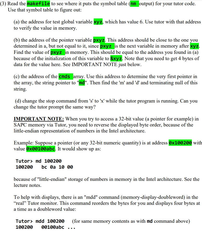 (3) Read the makefile to see where it puts the symbol | Chegg.com
