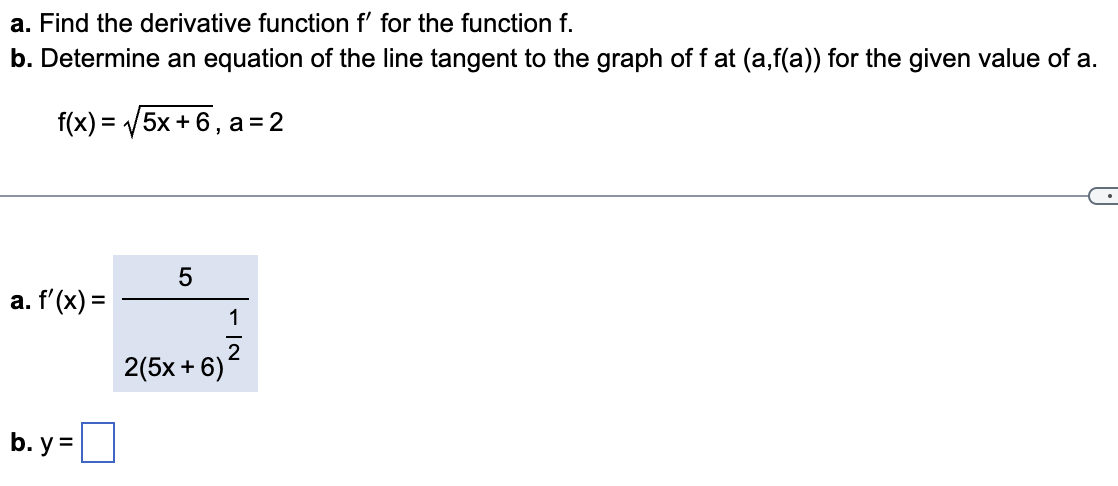 Solved a. Find the derivative function f′ for the function | Chegg.com
