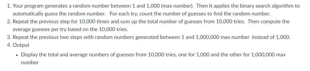 Solved 1. Your program generates a random number between 1 | Chegg.com