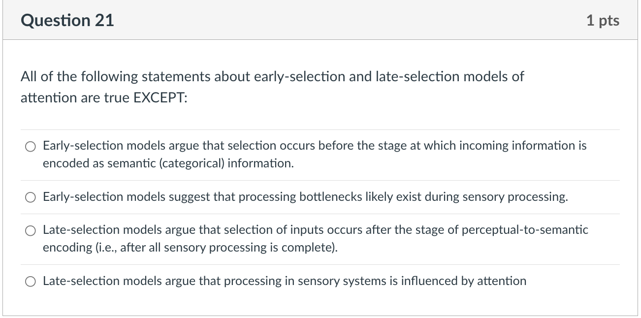 Solved All of the following statements about early-selection | Chegg.com